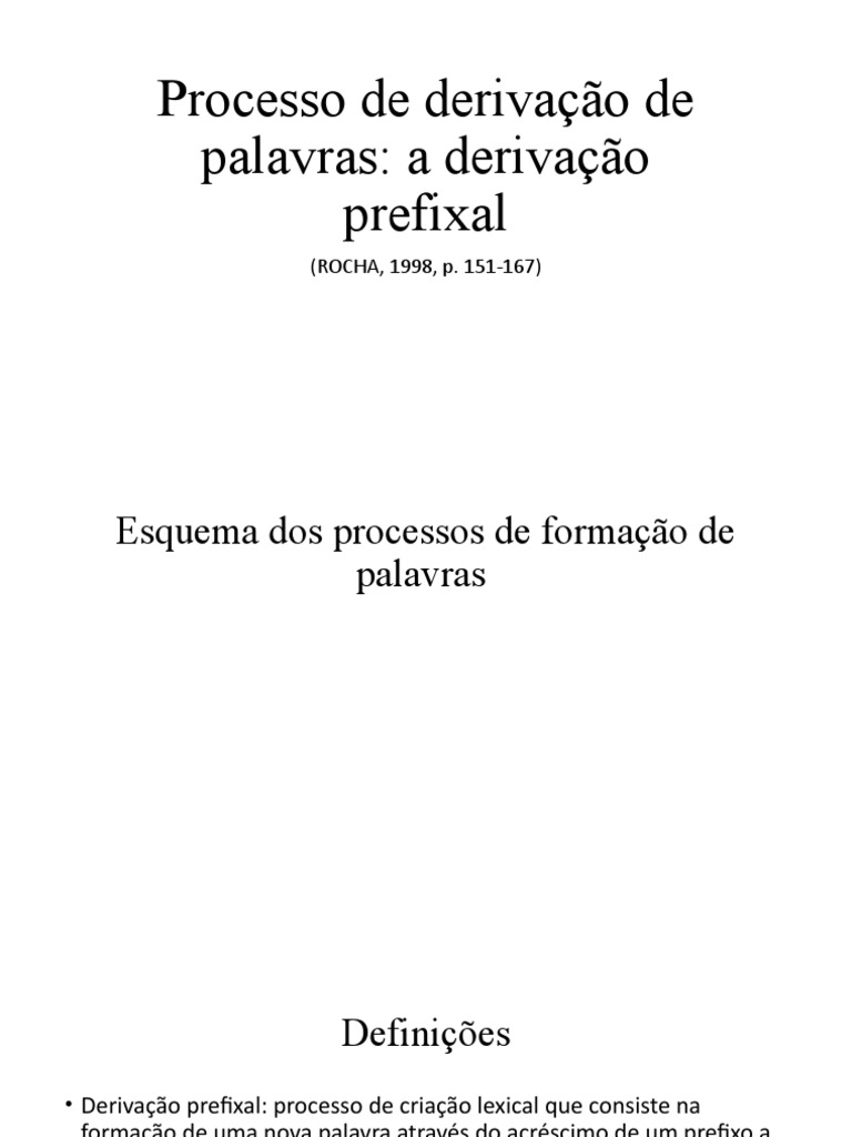 Derivação Prefixal: Conceitos e Exemplos | PDF | Palavra | Semântica ...