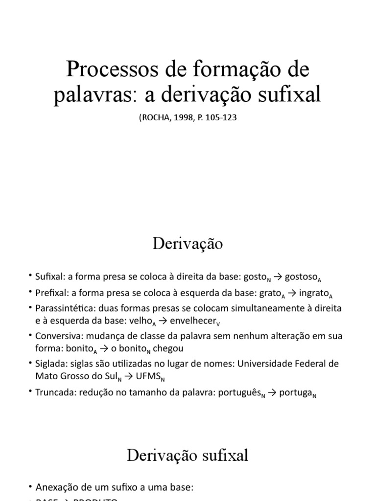 Formação de Palavras: Derivação Sufixal | PDF | Comunicação humana ...