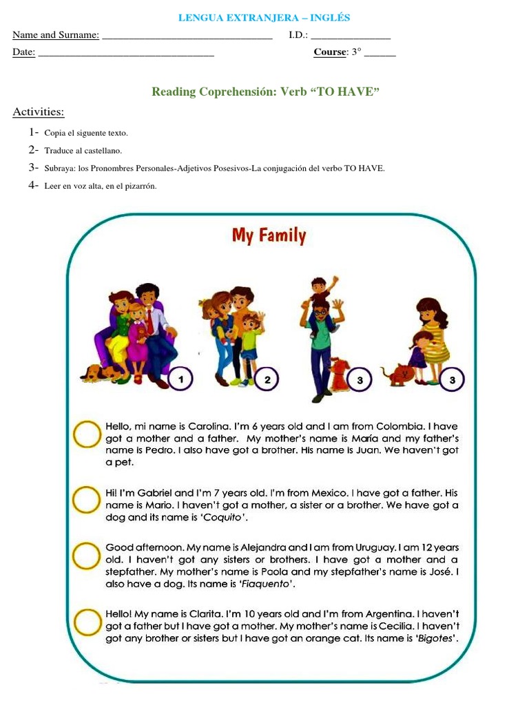 3 I-II Reading Comprehension TO HAVE | PDF
