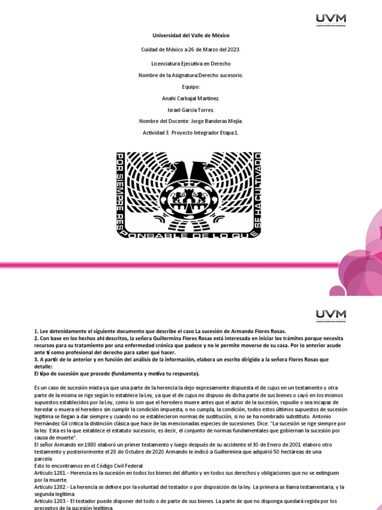 Sucesión Mixta: Caso Armando Flores | PDF | Herencia | Legado