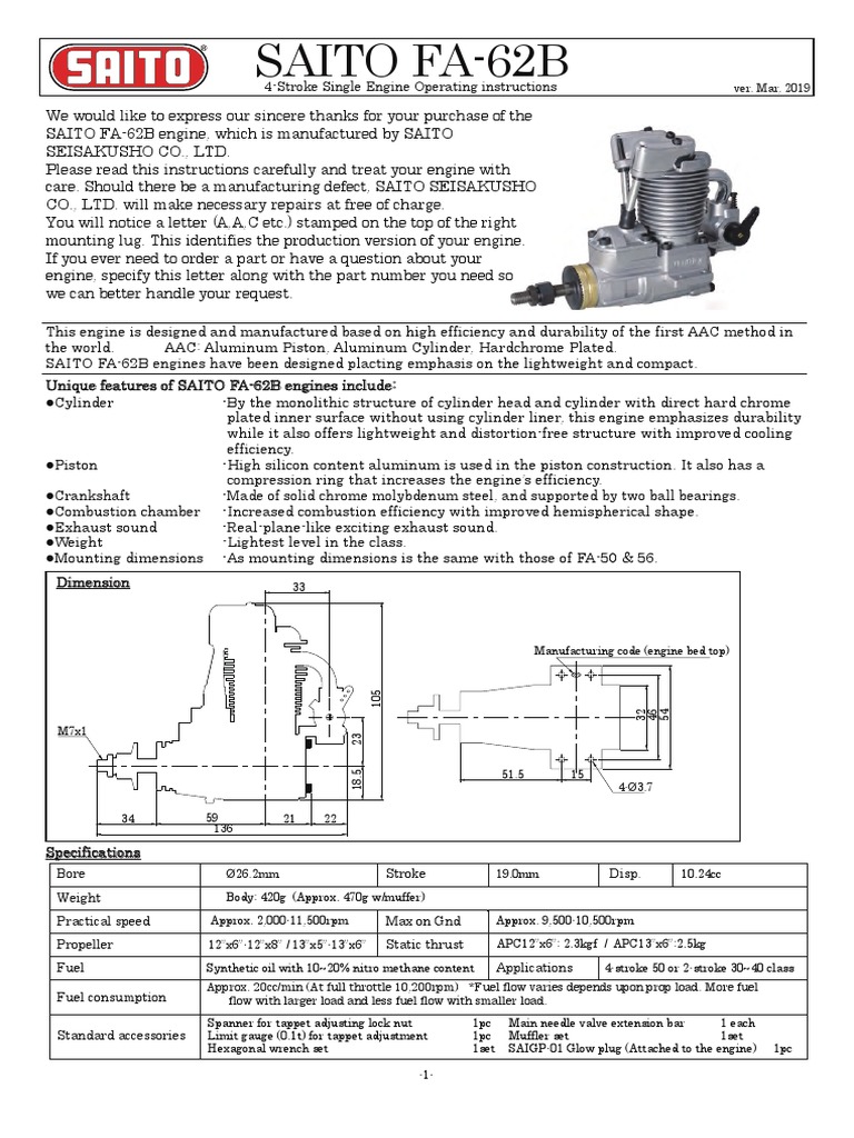 FA 62Bhp | PDF | Engines | Cylinder (Engine)