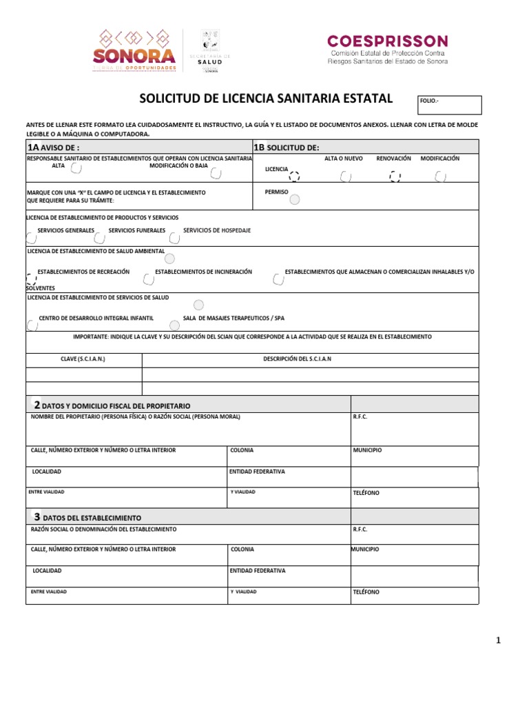 Licencia Sanitaria Formatos - Word2003-1 | PDF