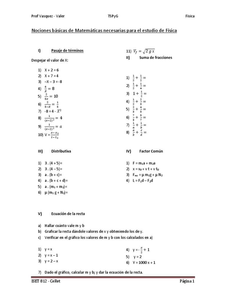 Guia 0 - Matematica Básica | PDF | Ecuaciones | Matemáticas