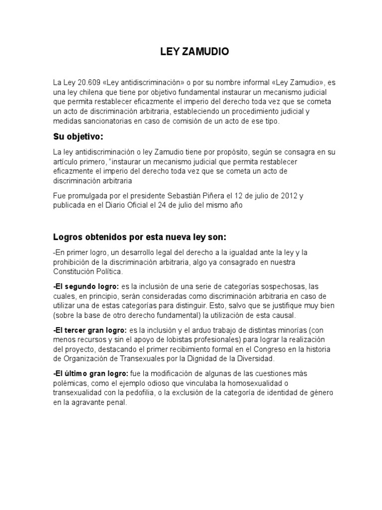 Ley Zamudio | PDF | Discriminación | Justicia