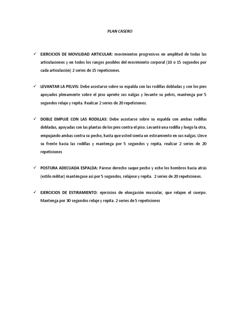 PLAN CASERO | PDF