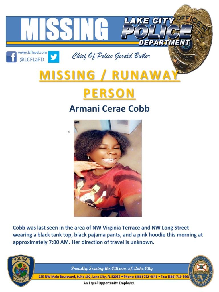Armani Cerae Cobb Missing Runaway PDF | PDF