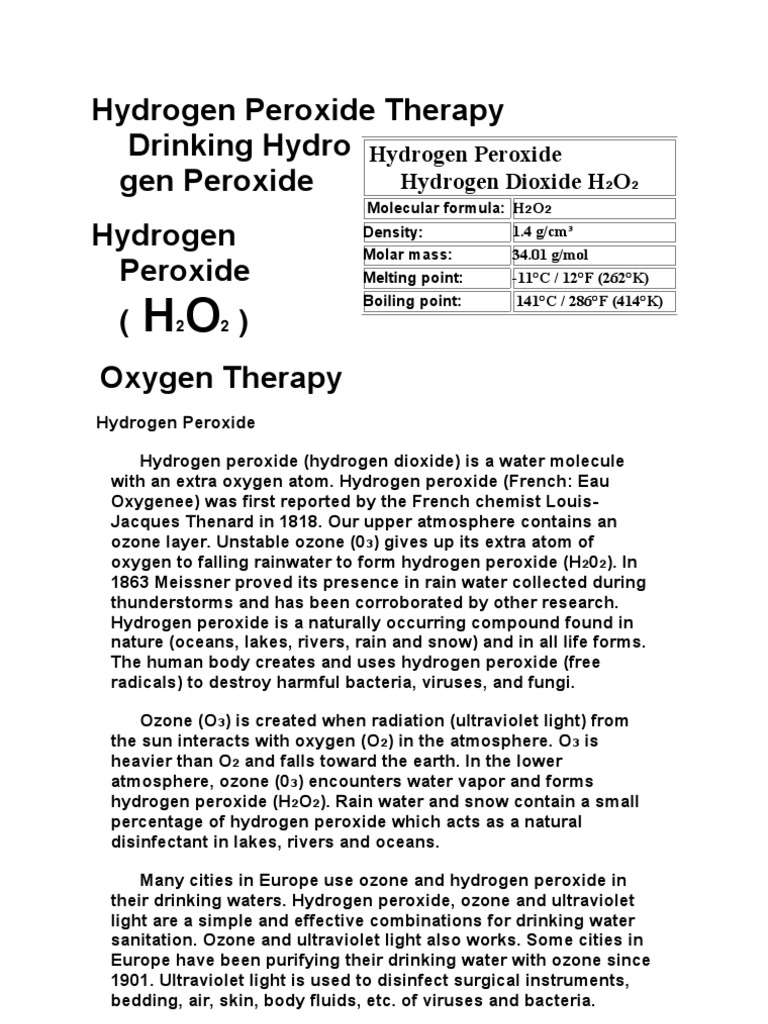 Hydrogen Peroxide Therapy | PDF | Hydrogen Peroxide | Cellular Respiration