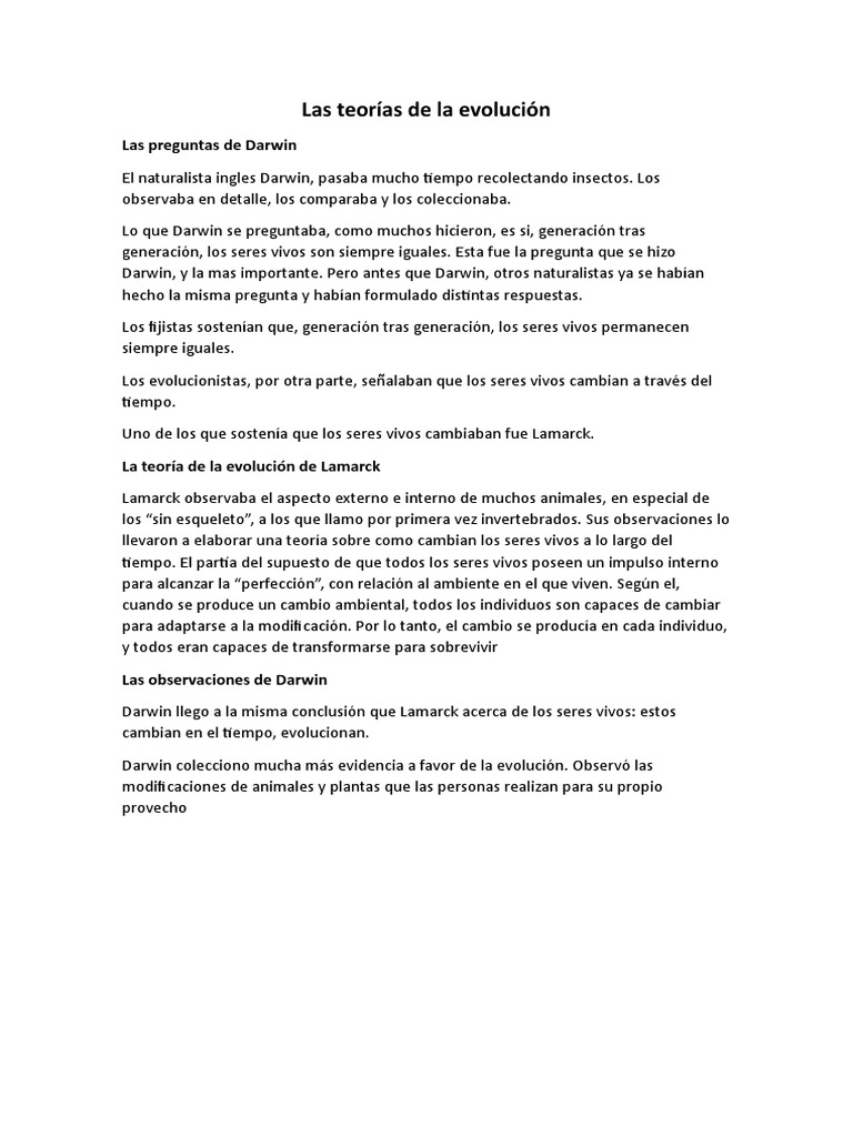Las Teorías de La Evolución | PDF