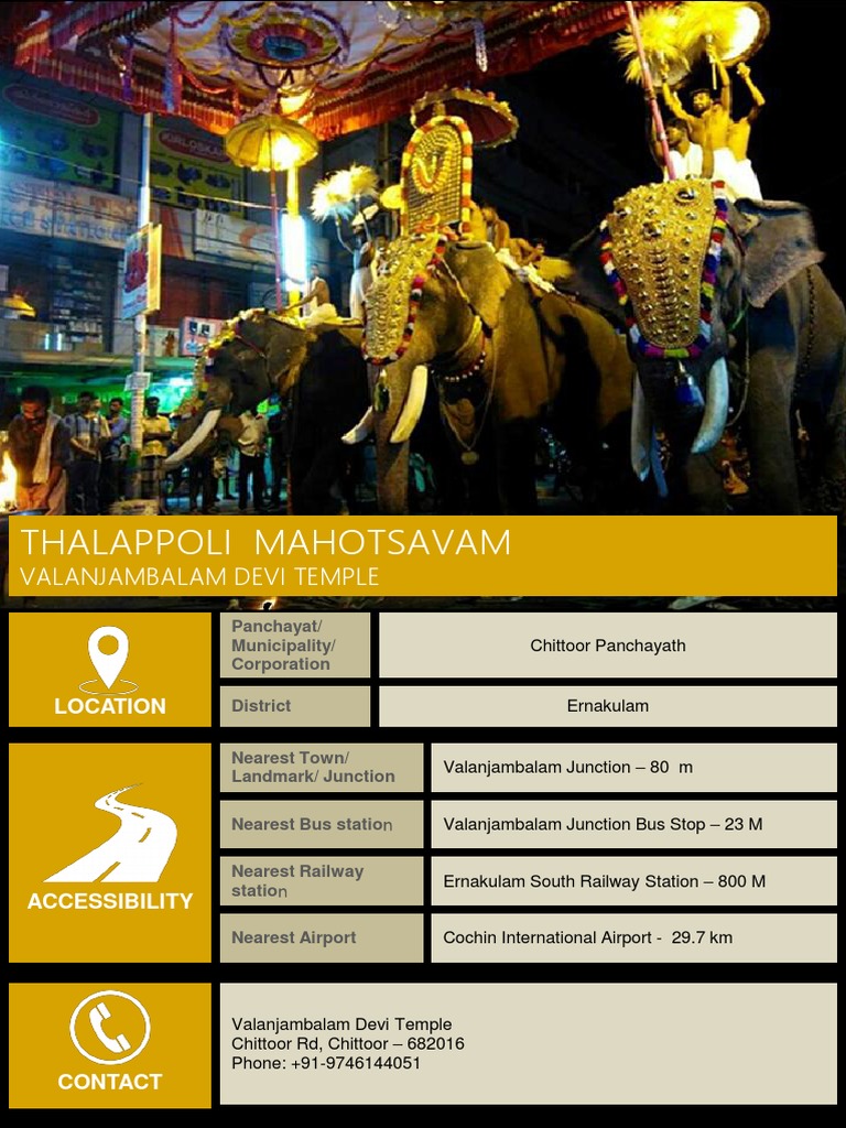 Thalappoli Mahotsavam: Valanjambalam Devi Temple | PDF