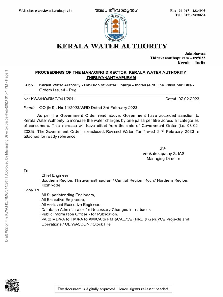 Water Charge Revised OPPL Dtd.07-02-2023 | PDF | Environmental ...