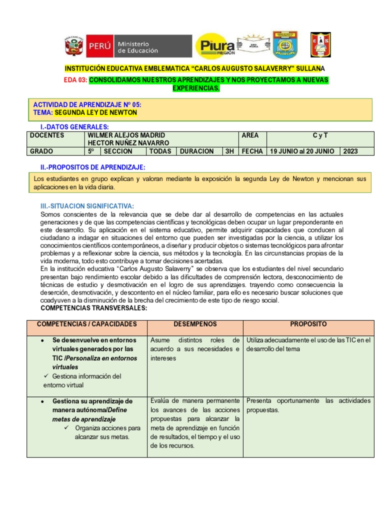 Ada N°04-19 de Junio Al 22 Junio-Cyt-2023 | Descargar gratis PDF | Fuerza | Impulso