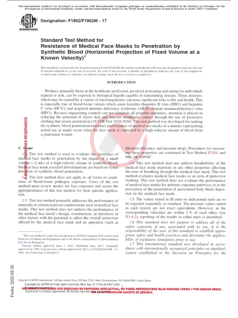 Astm F1862 - F1862M-17 | PDF