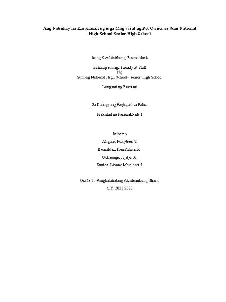 Practical Reasearch 1 - Filipino | PDF