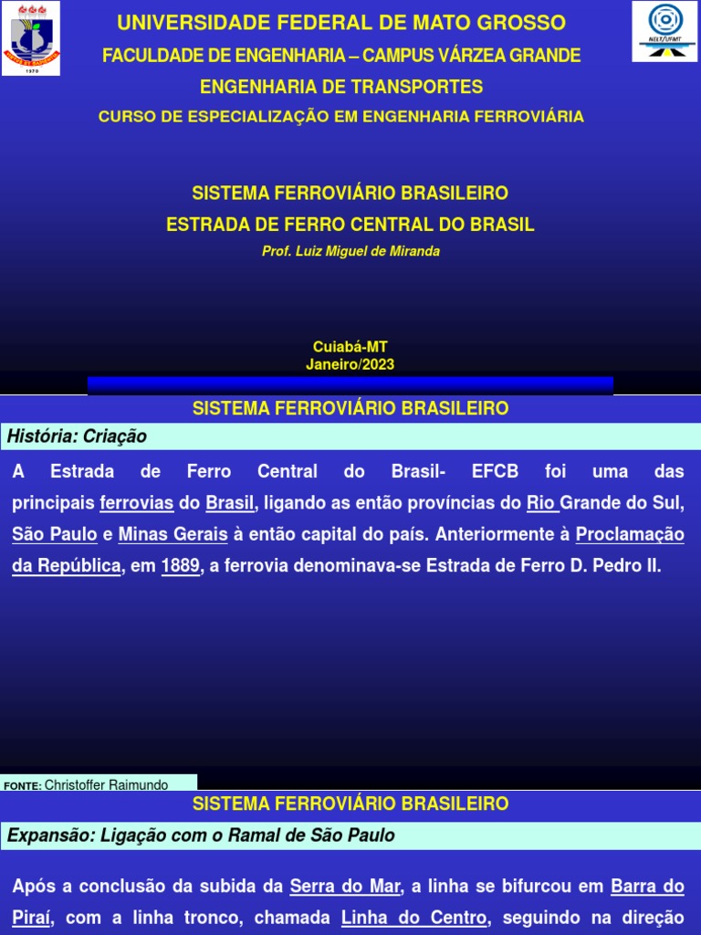 Apresentacao 15 Sistema Ferroviario Brasileiro EFCB | PDF | Transporte ferroviário ...