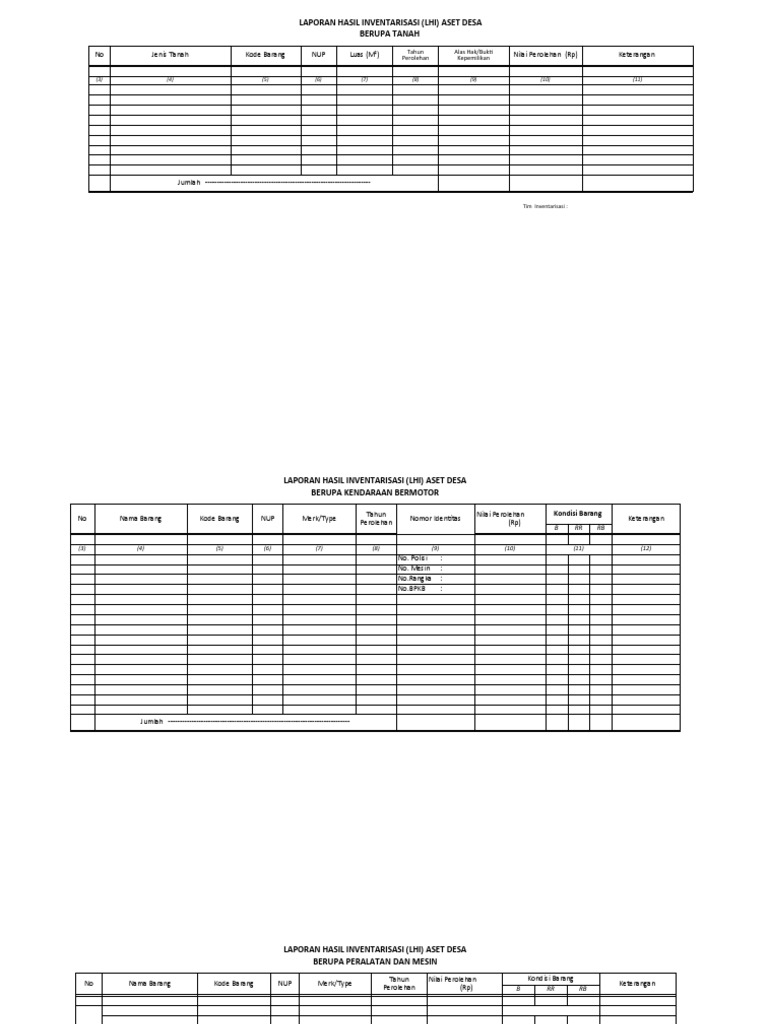 Format Inventarisasi Aset Desa 2023 | PDF