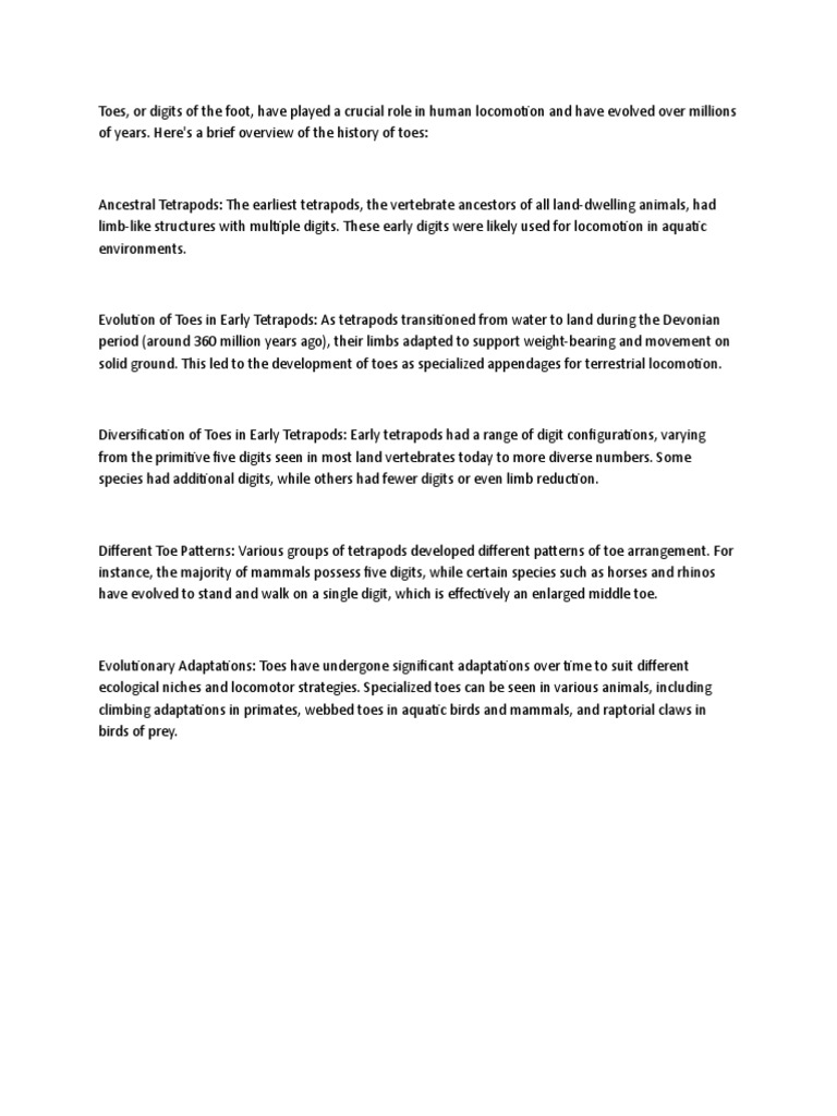 The History of Toes | PDF