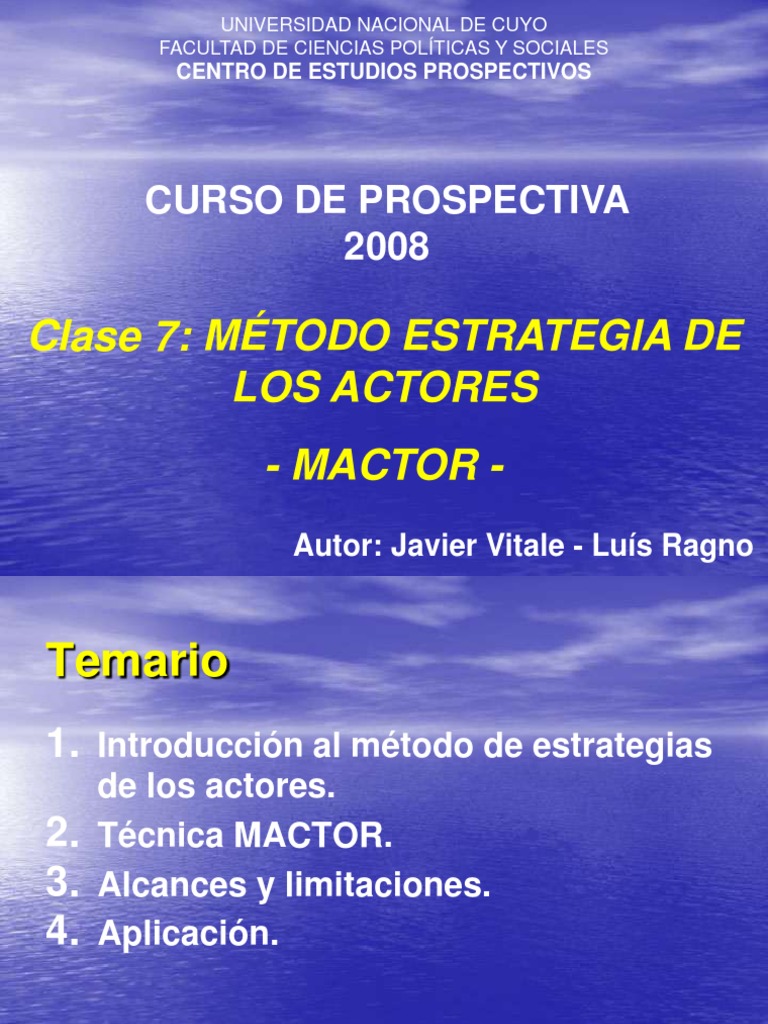 Análisis del Método MACTOR en Prospectiva | PDF