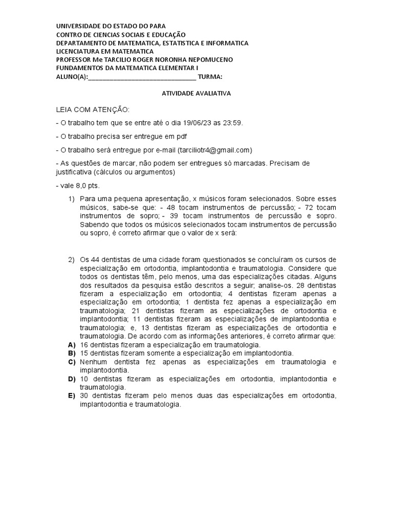 Atividade02 CONJUNTO Fme1 | PDF | Conjunto (Matemática) | Número primo