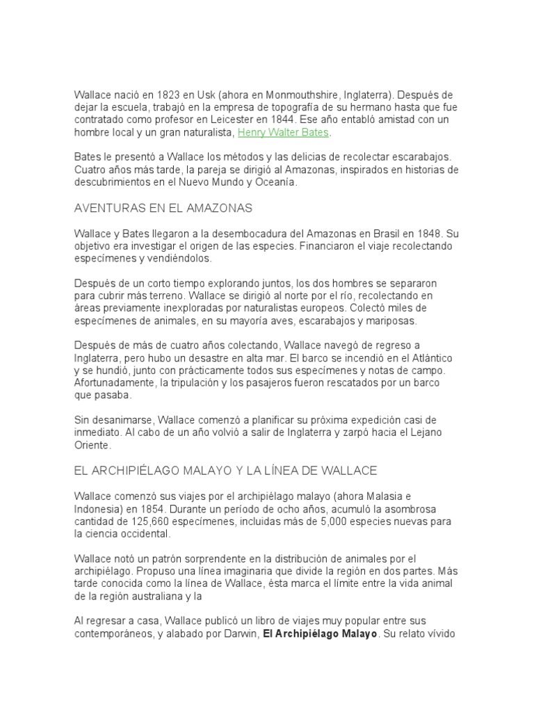 Wallace | PDF | Alfred Russel Wallace | Charles Darwin