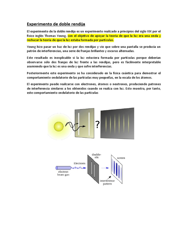 Experimento de Doble Rendija | PDF
