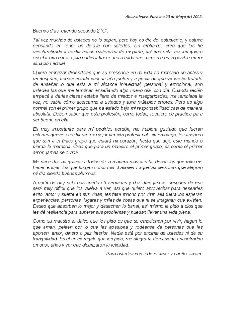 Carta 2 C | PDF | Amor