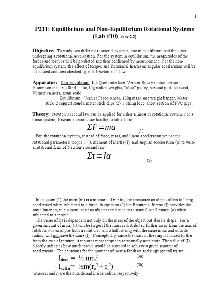 10ROTATIONAL Equilibrium and Non-Equilibrium (P211) Rev2.2 | PDF ...