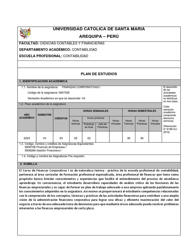 Silabo Fci 2023 | PDF | Contabilidad | Plan de estudios