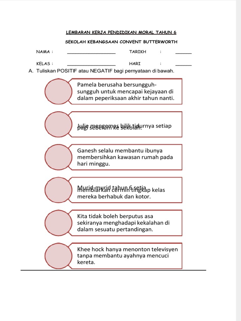 Dokumen - Tips - Lembaran Kerja Pendidikan Moral Tahun 6 | PDF
