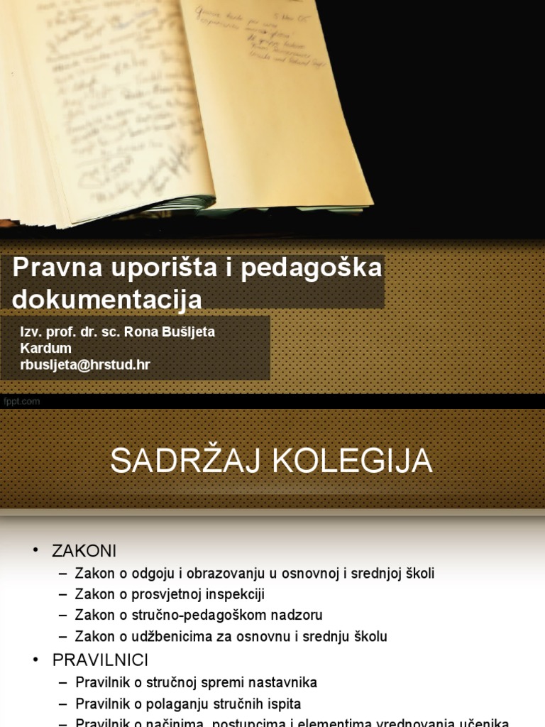 Pravna Uporista I Pedagoska Dokumentacija Uvodni Sat | PDF