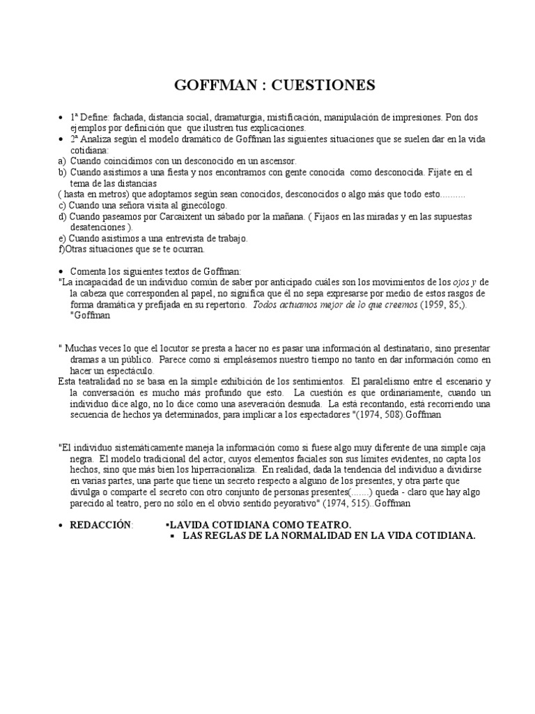 Dramaturgia Social de Erving Goffman | PDF | Estigma social | Los símbolos