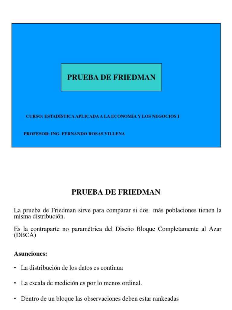 Friedman 1 | PDF | Estadísticas | Metodología