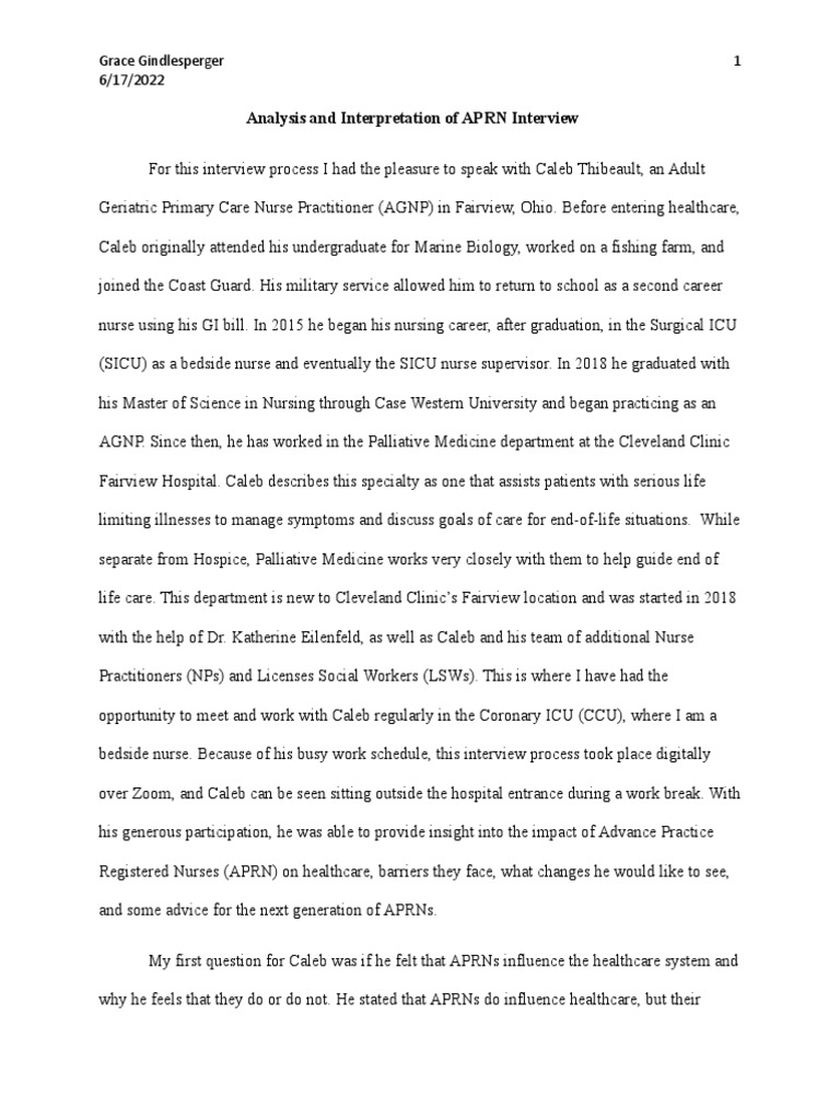 Aprn Interview Analysis Download Free PDF Nursing Palliative Care