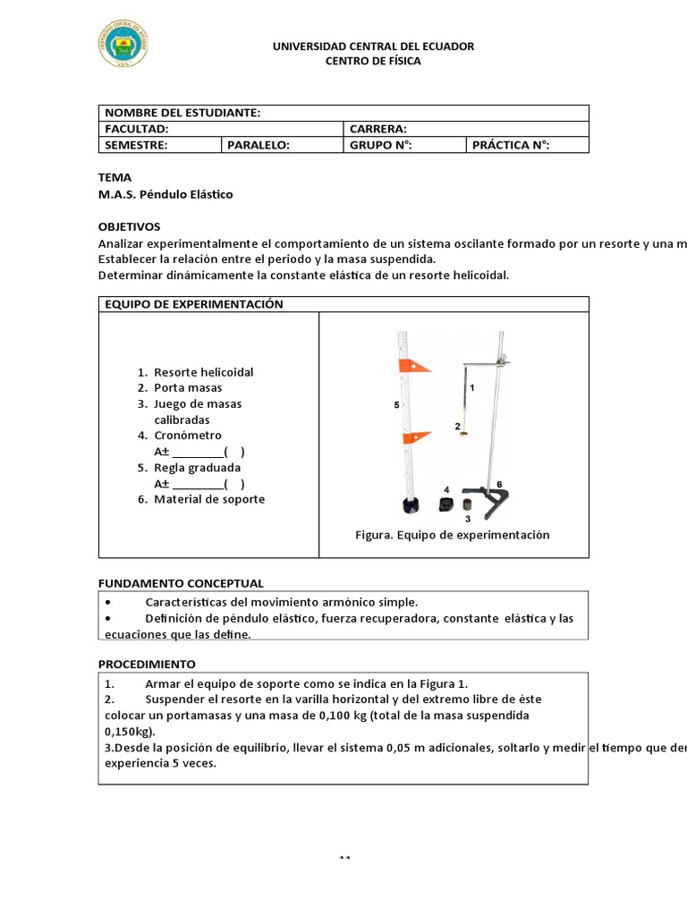 50 M.A.S. Péndulo Elástico | PDF | Oscilación | Mecánica