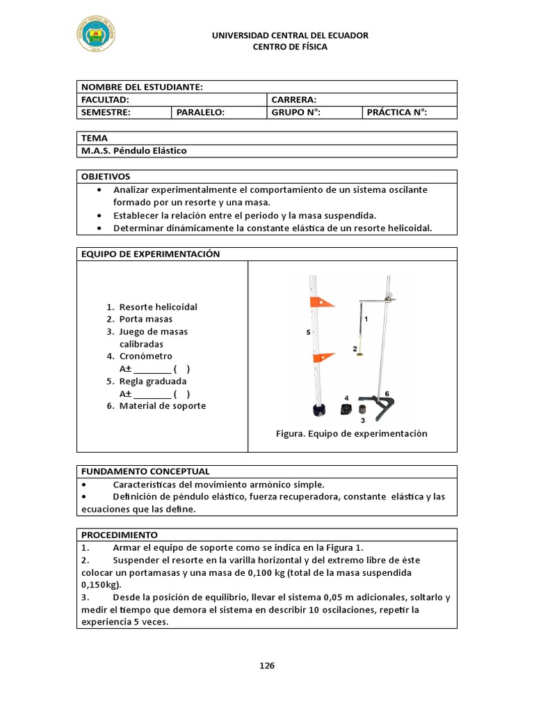 50 M.A.S. Péndulo Elástico | PDF | Oscilación | Masa