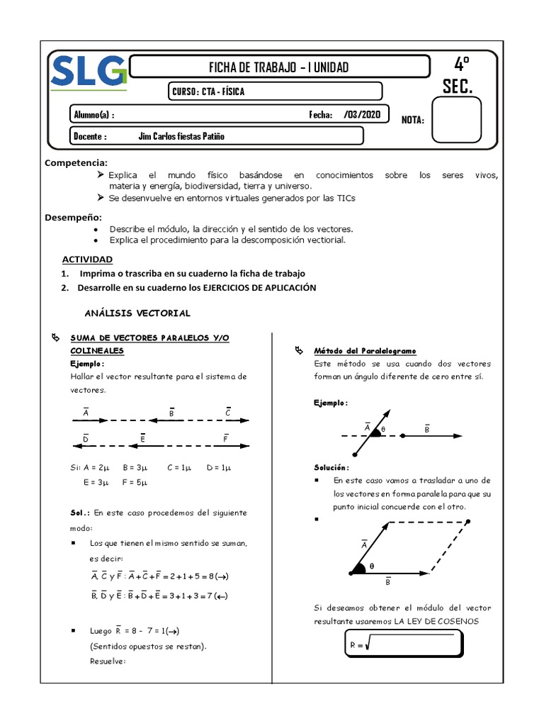 Formulario de Vectores y Ejercicios | PDF | Vector Euclidiano | Geometría