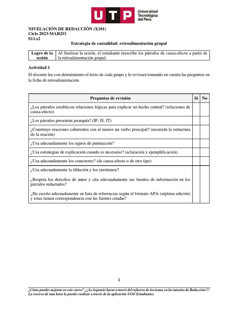 S11.s2 - Estrategia de Causalidad. Retroalimentación Grupal (Material de Actividades) Galarreta ...