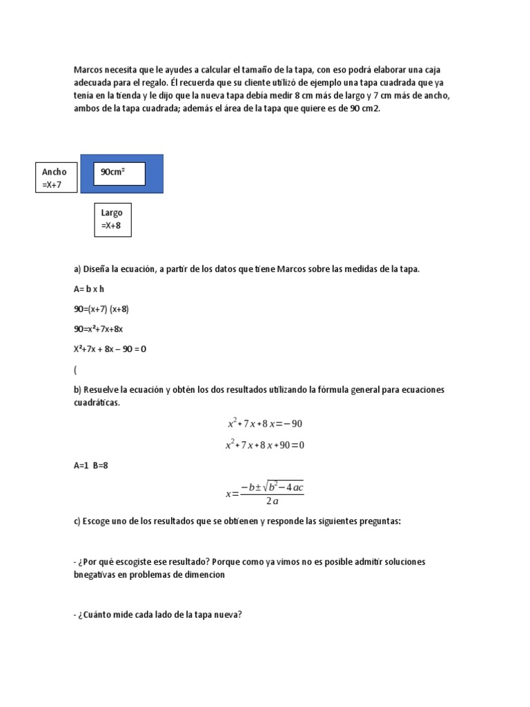 Marcos necesita que le ayudes a calcular el tamaño de la tap1 | PDF