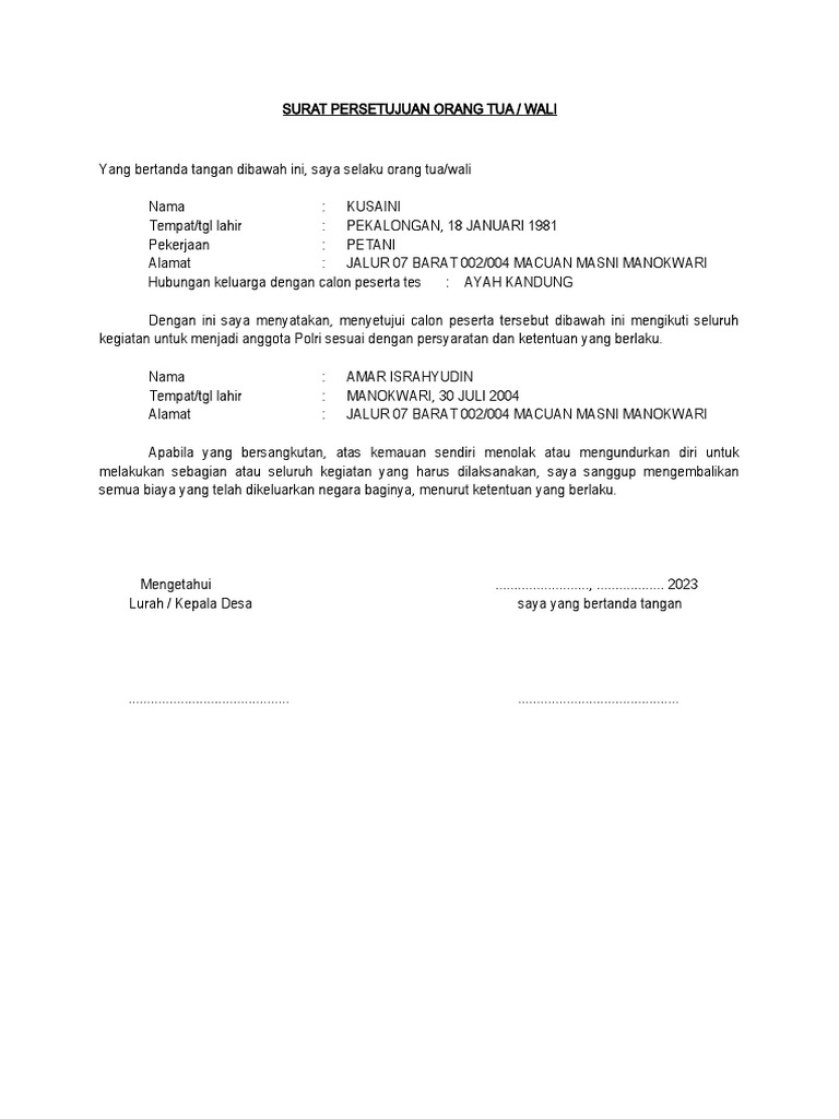 Permohonan Menjadi Anggota Polri | PDF