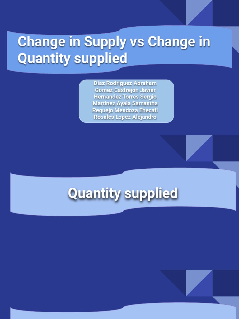 Change in Supply Vs Change in Quantity Supplied | PDF