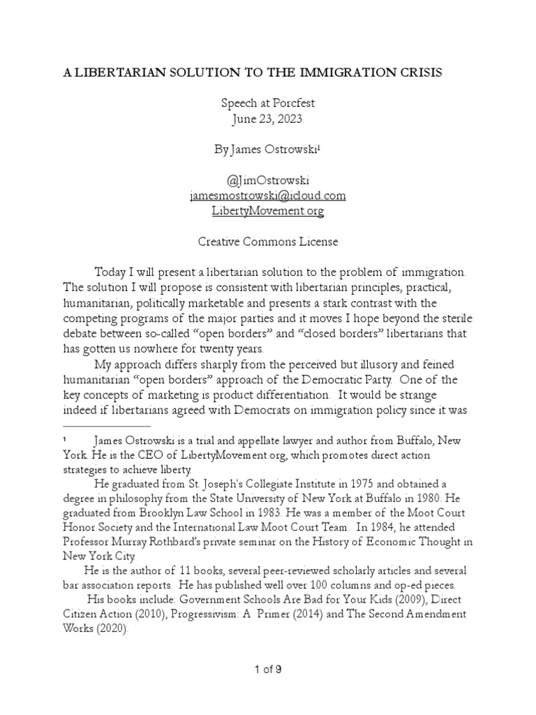 Libertarian Immigration Vision | PDF | Libertarianism | Immigration