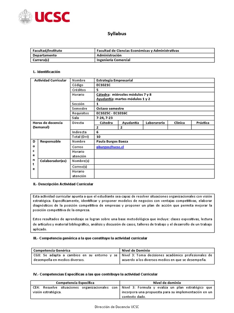 Syllabus Estrategia ICO (2023-1) | PDF | Evaluación | Enseñando