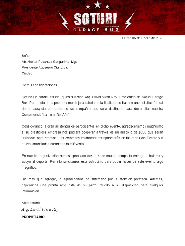 Carta de Auspicios | PDF