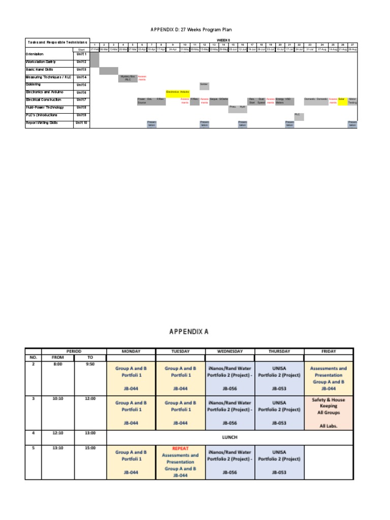 Unisa WiL Project Schedule 2023 | PDF | Physical Sciences | Electrical ...