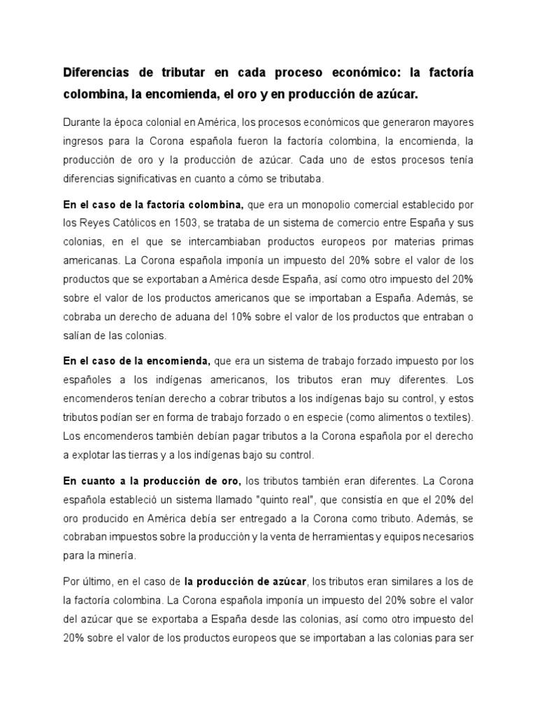 Diferencias de Tributar en Cada Proceso Económico | PDF | España | Américas