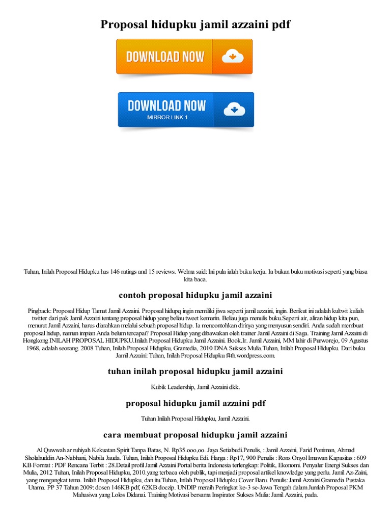 Dokumen - Tips - Proposal Hidupku Jamil Azzaini PDF Proposal Hidupku Jamil Azzaini PDF Tuhan | PDF