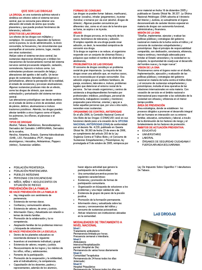 Triptico de Las Drogas | PDF | La dependencia de sustancias | Drogas