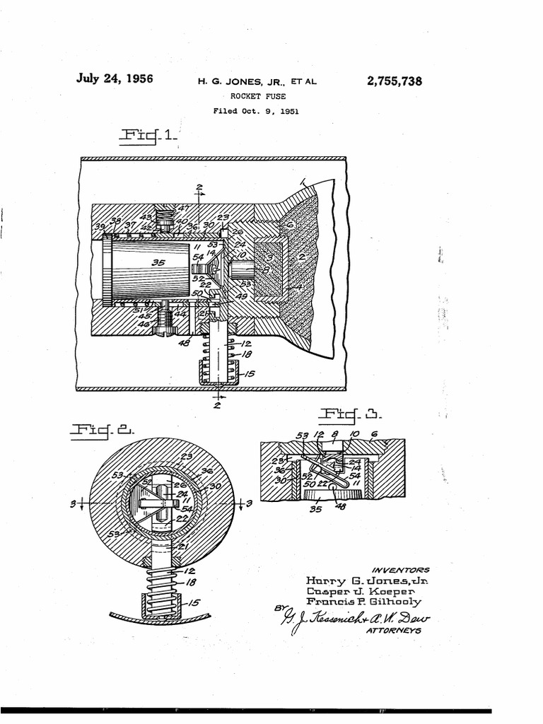 US2755738 Rocket Fuze 3.5 Inch Rocket M404 Patent | PDF | Fuze | Lever