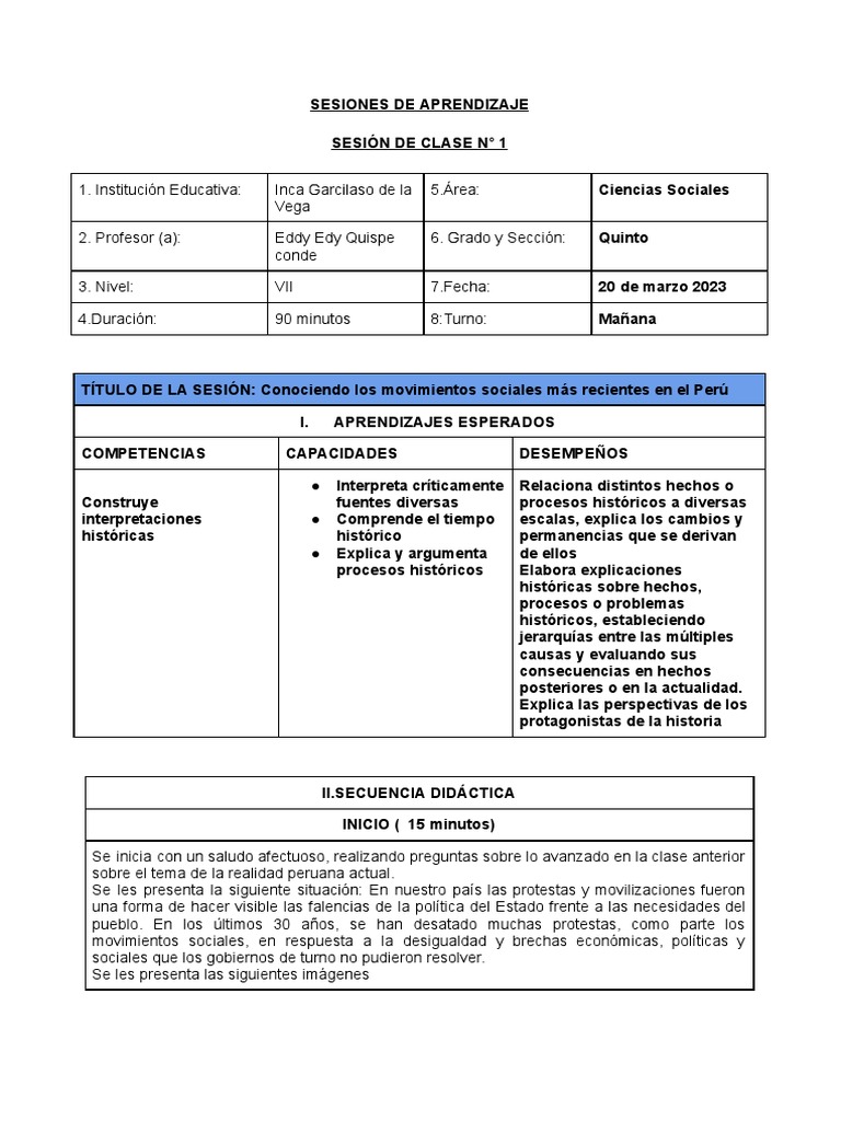 Sesión de Clase #1 | PDF | Maestros | Salón de clases