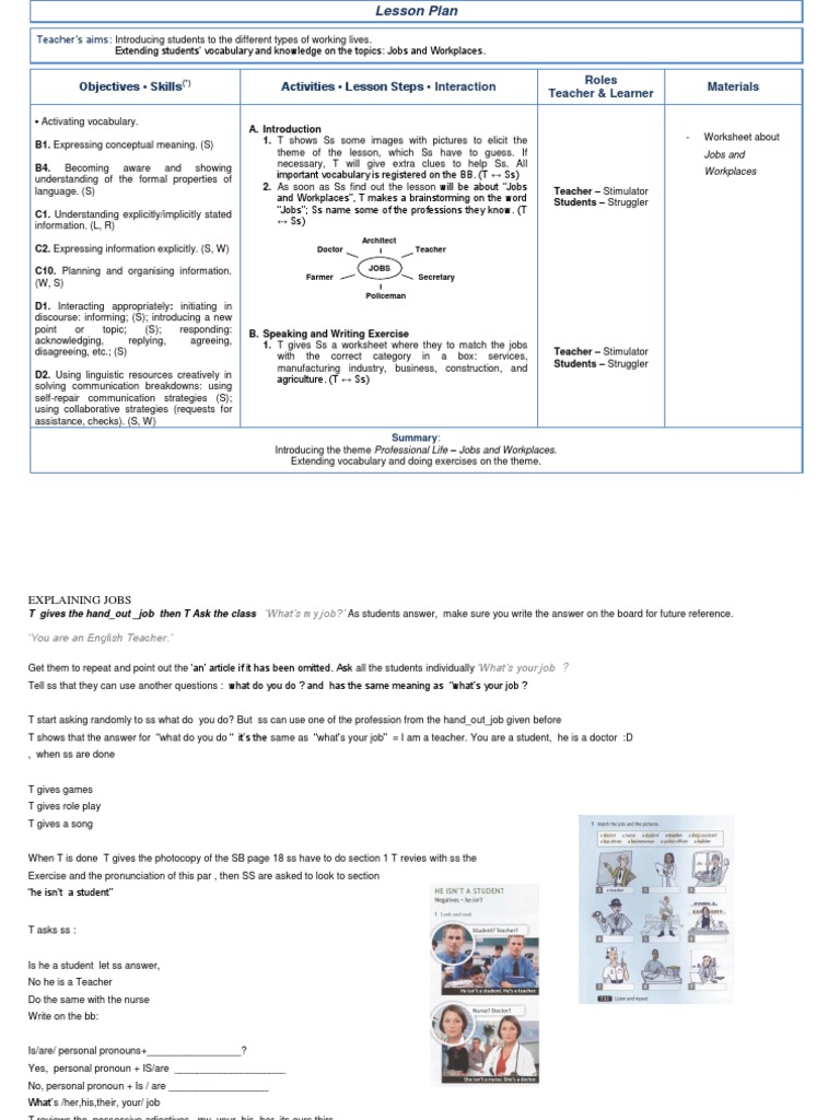 Lesson Plan Jobs | PDF | Teachers | Lesson Plan