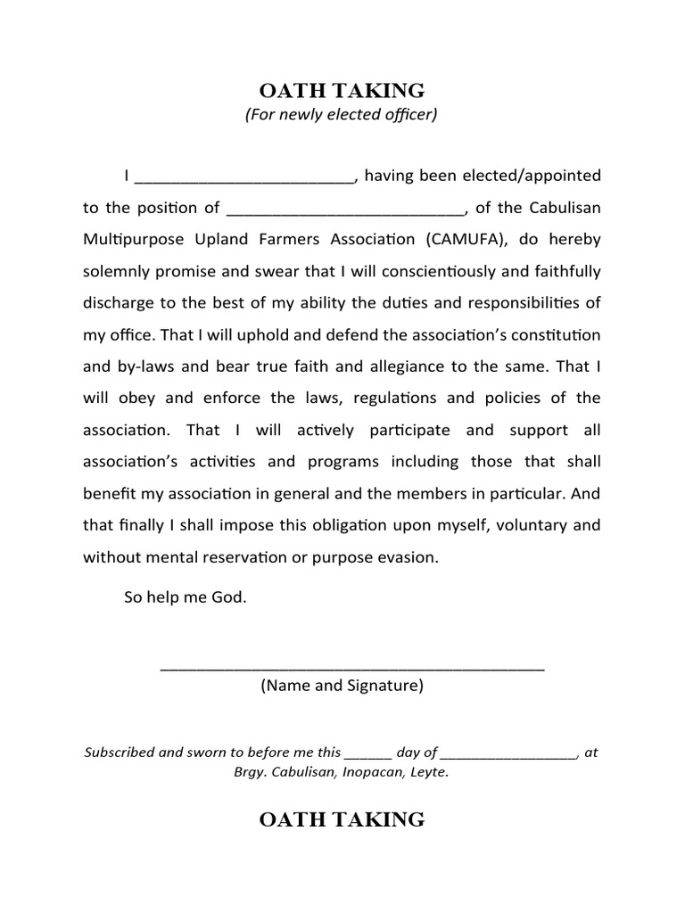 Oath Taking | Download Free PDF | Oath | Government